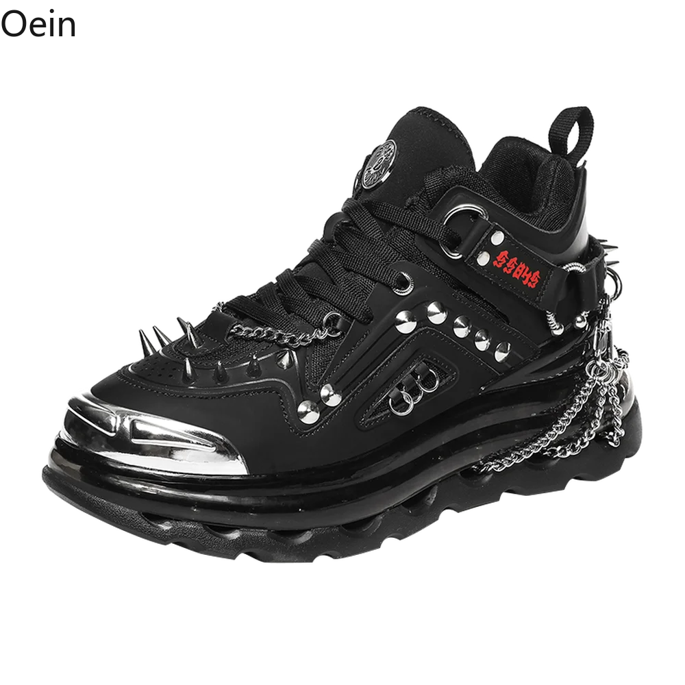 Mens-Punk-Rock-Spikes-Studs-Metal-Chain-Platform-Bikers-Ankle-Boots ...