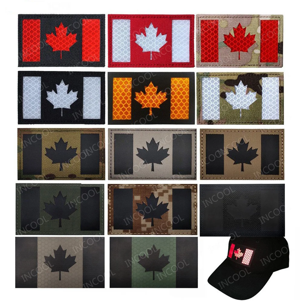 Canada-Flag-Reflective-Embroidered-Patch-Maple-Leaf-Canadian-Flags ...