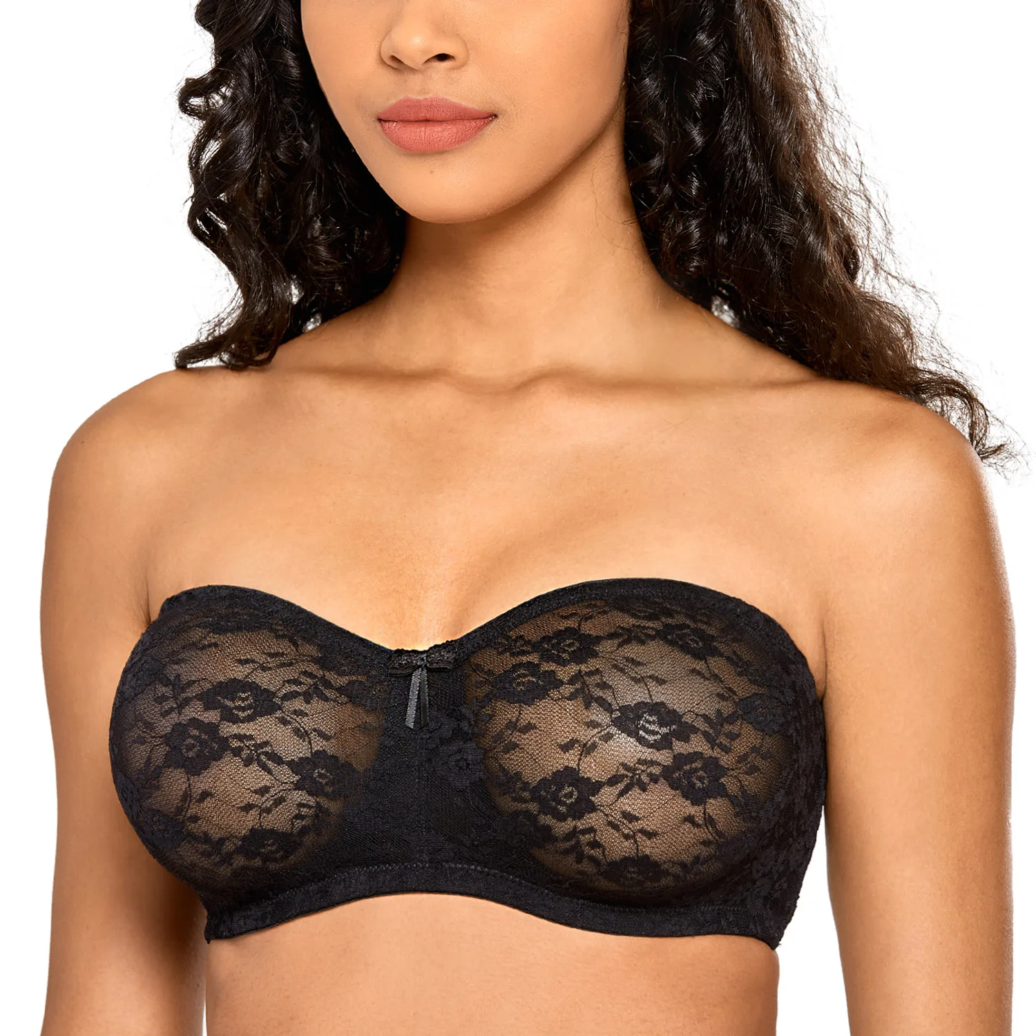 Women S Sexy Mesh Sheer Floral Lace Strapless Bra No Padding Underwire