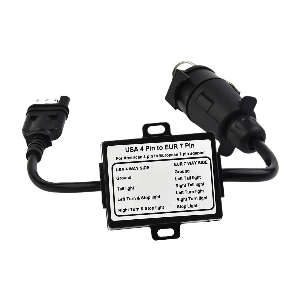 4-Pin-Flat-Plug-To-European-7-Pin-Connector-4-To-7-Trailer-Light ...