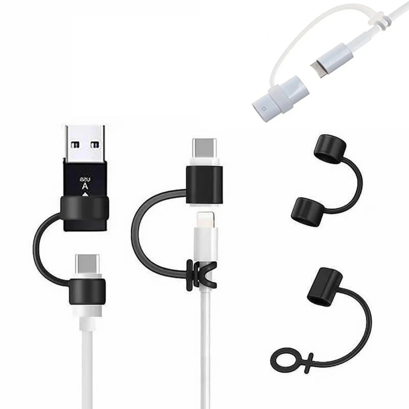 2Pcs-Anti-Lost-Protective-Cover-For-USB-Adaper-Silicone-Type-C-Micro ...