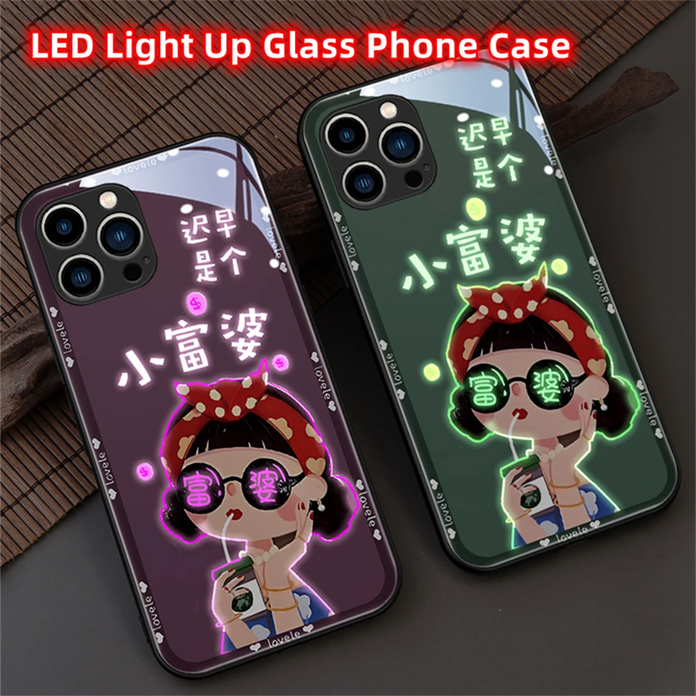 2024-Cute-Money-Girls-LED-Light-Up-Glow-Luminous-Phone-Case-For-iPhone ...