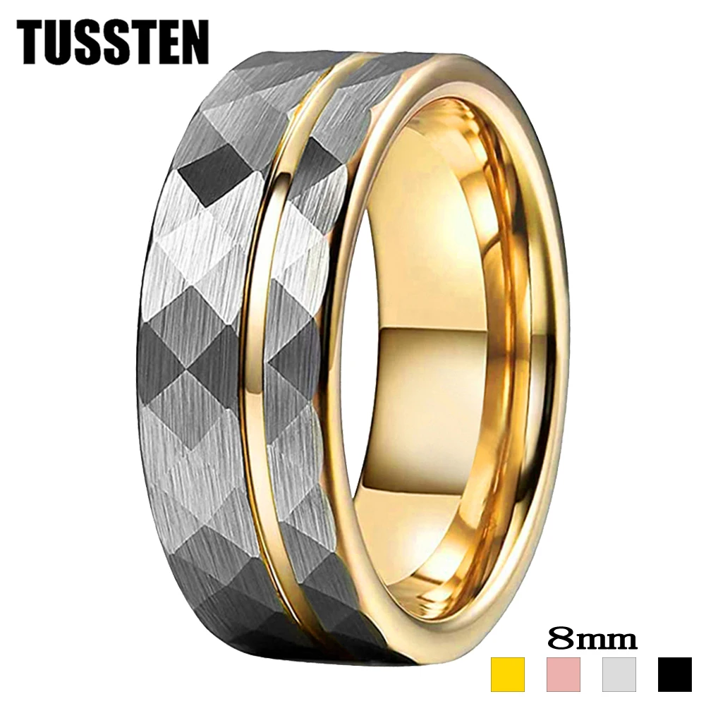 TUSSTEN-8MM-Hammered-Tungsten-Carbide-Rings-Fashion-Jewelry-for-Men ...