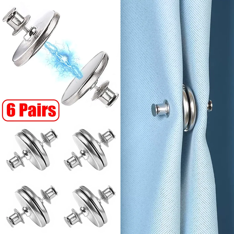 6Pairs Curtain Magnetic Button Nail Free Detachable Window Curtain ...