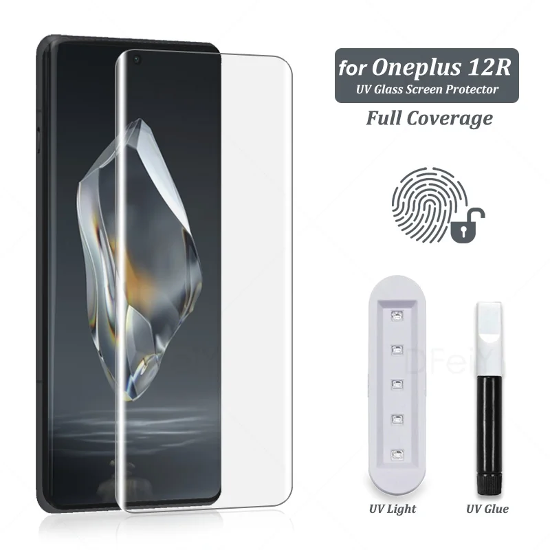 Tempered-Glass-Film-For-Oneplus-12R-Full-Cover-UV-Screen-Protector-For ...