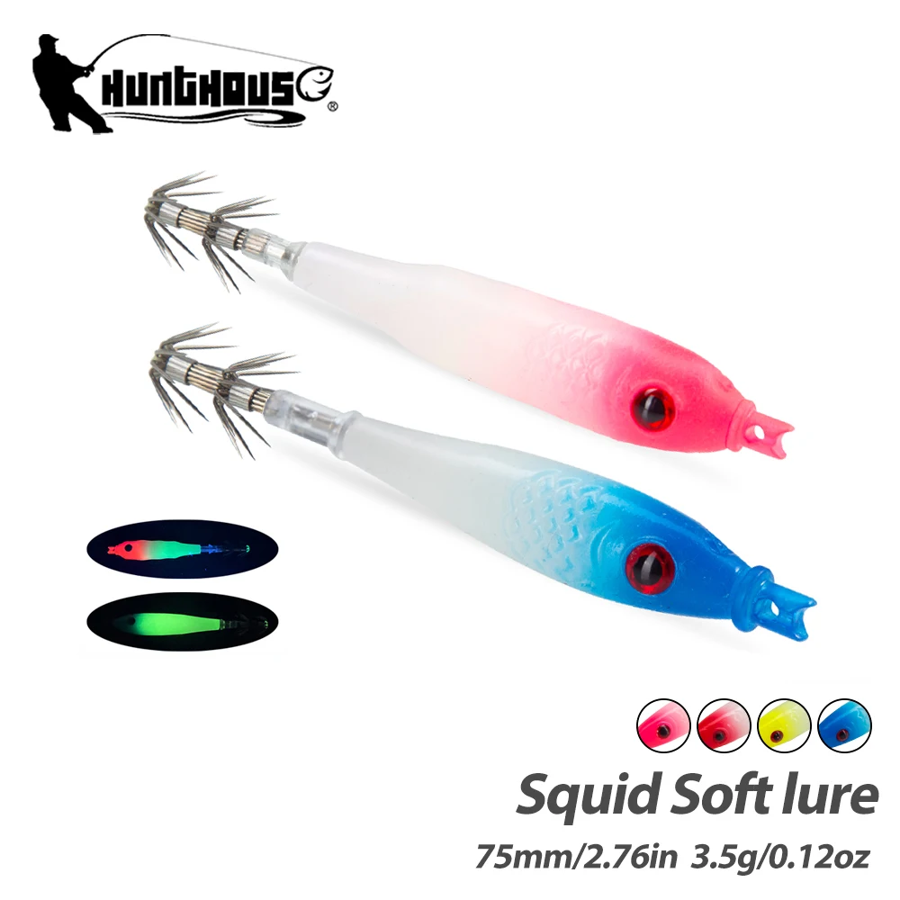 Hunthouse Squid Jig Fishing Lure EGI Soft Hard Bait Sinking 75mm 90mm ...