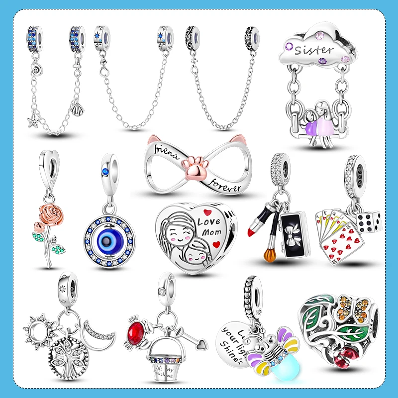 925 Silver Charms Glow-in-the-dark bulb firefly pendant Dangle Charm ...