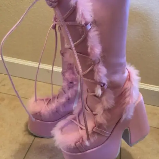 Pink Platform Boots Chunky | Goth Pink Platform Boots | Motorcycles ...