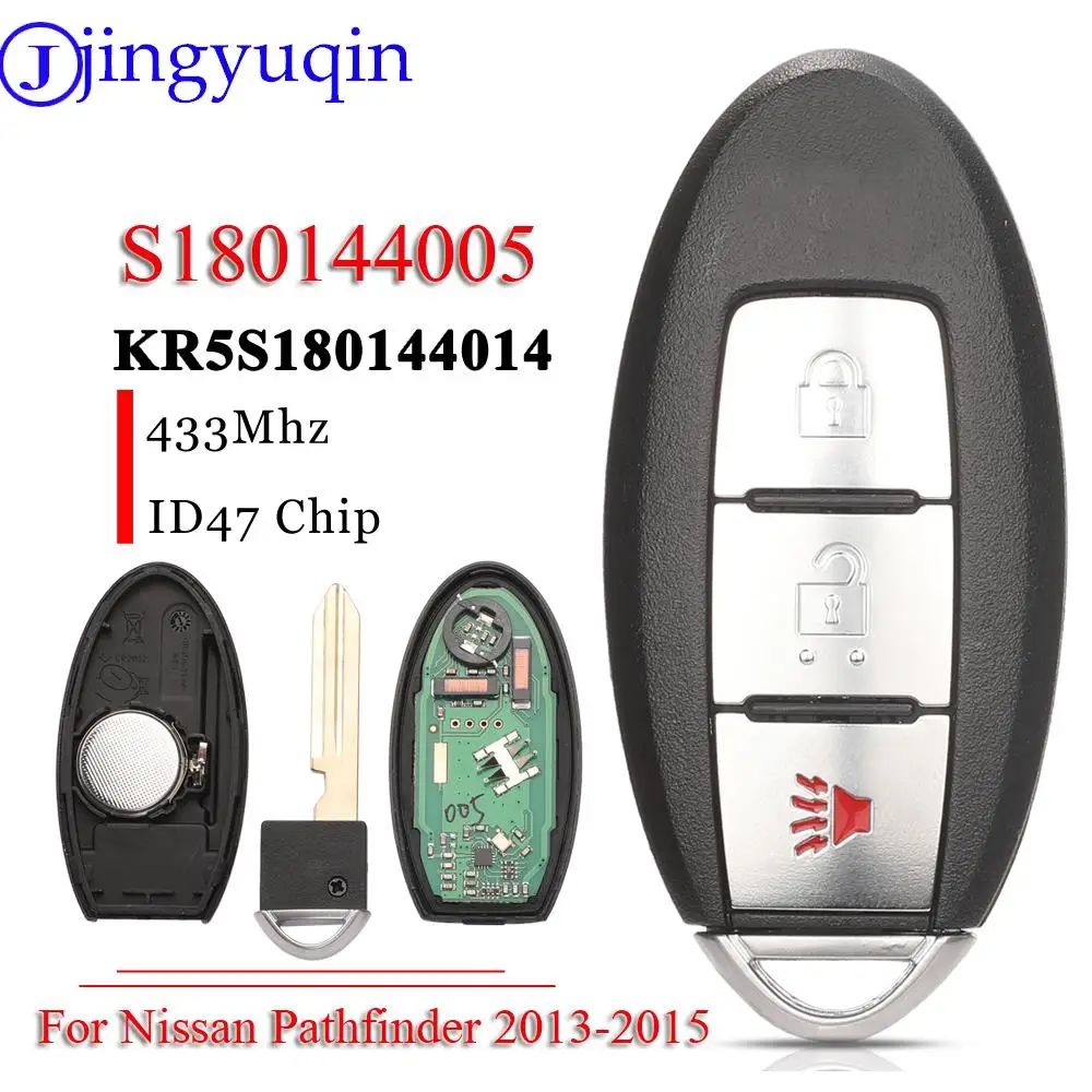jingyuqin S180144005 3Butons Proximity Smart Key Fob 433MHz ID47 For ...