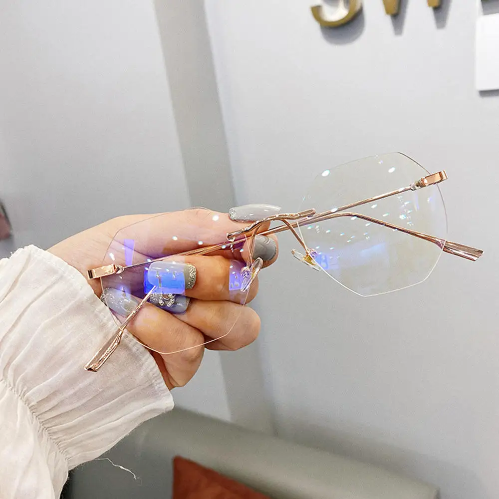 2022-1PC-Fashion-Blue-Light-Blocking-Rimless-Glasses-Frame-Men-Women ...