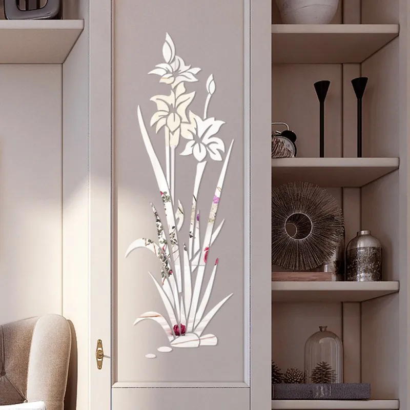 Acrylic-3D-Flower-Wall-Stickers-DIY-Orchid-Bedroom-Porch-Living-Room ...