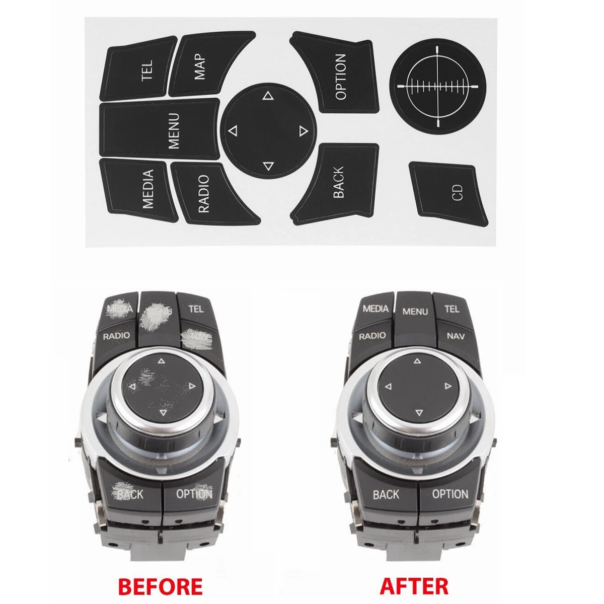 For-BMW-iDrive-Button-Repair-Decal-Sticker-Kit-3-Series-F30-F31-F34-E90 ...