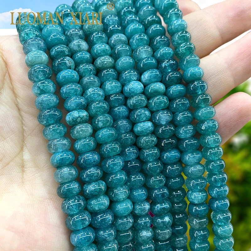 5x8MM-Rondelle-Blue-Tourmaline-Chalcedony-Abacus-Natural-Stone-Loose ...