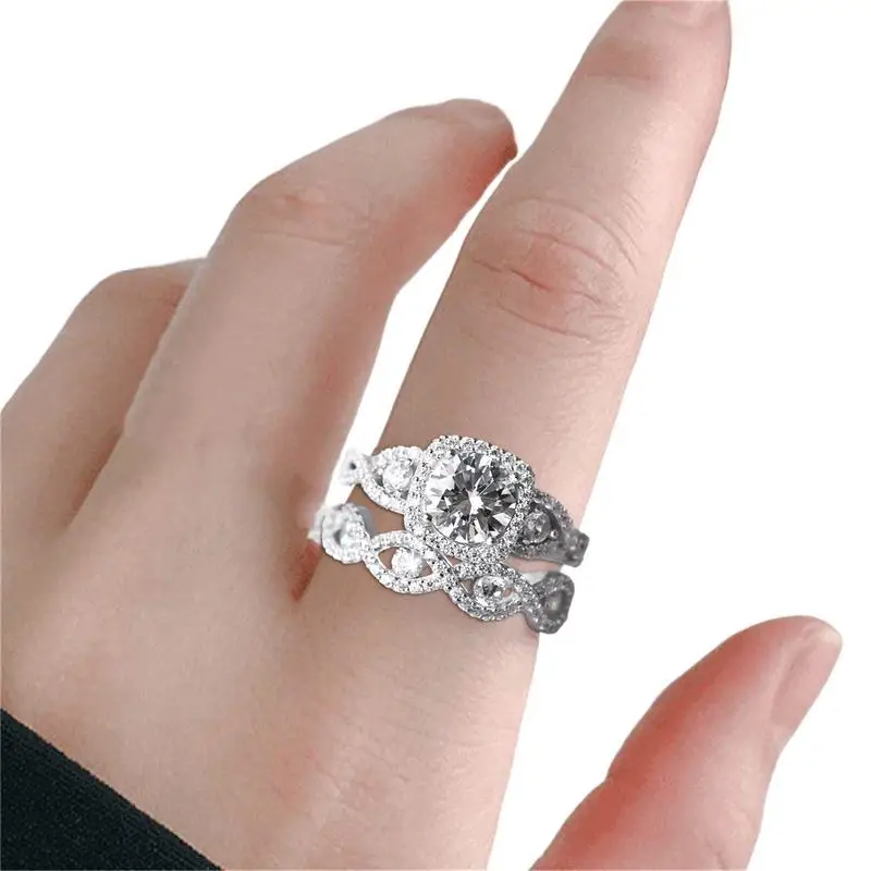 Simulated-Crystal-Rings-Silver-Cubic-Zirconia-Art-Decor-Rings-Wedding ...