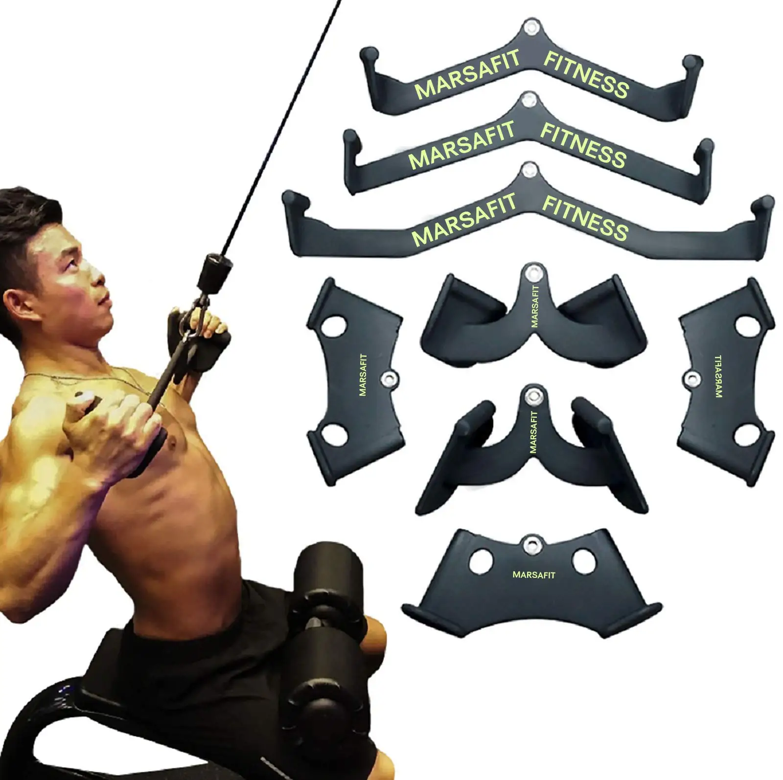 Lat-Pull-Down-Bar-Rowing-Handle-Fitness-Grips-Back-Muscle-Power ...