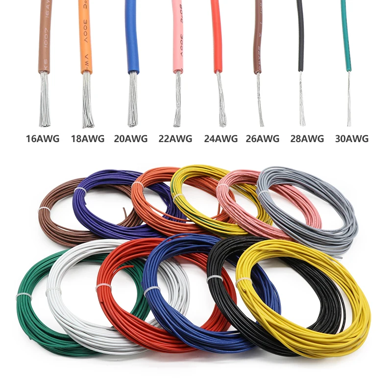 2-5M-UL1007-Electronic-Wire-30AWG-16AWG-Tinned-Copper-PVC-Insulated ...