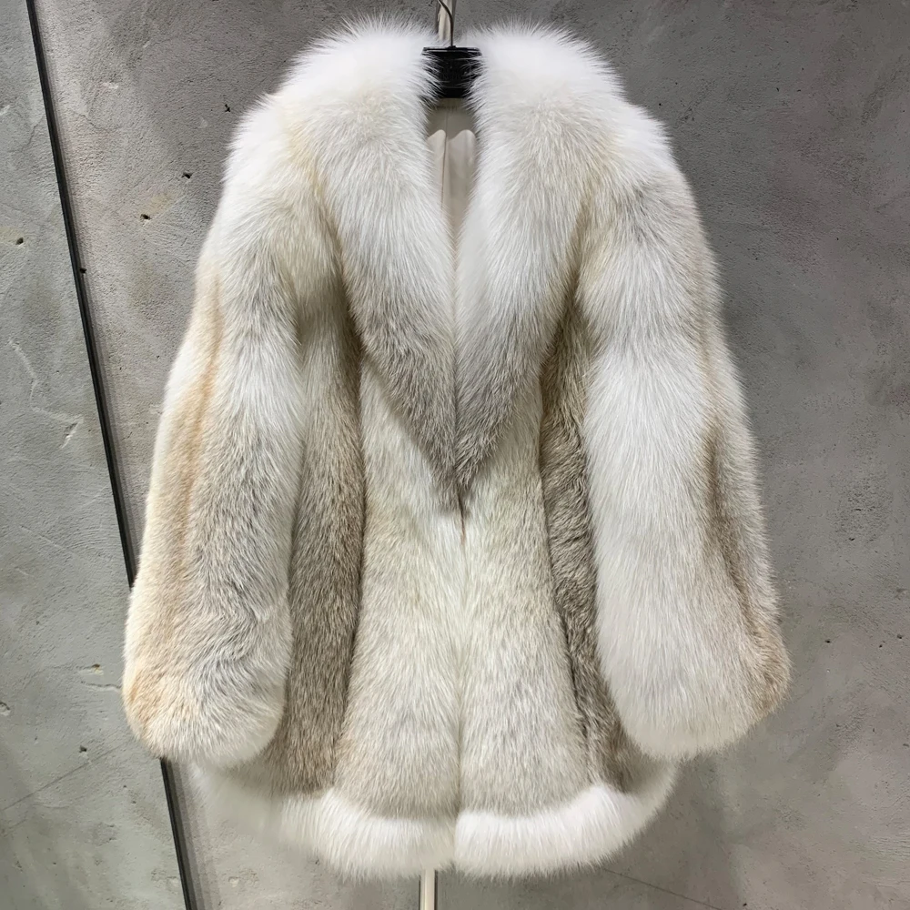 Natural Fur Coat Women Real Fox Fur Cloth Winter Warm Outwear Genuine ...