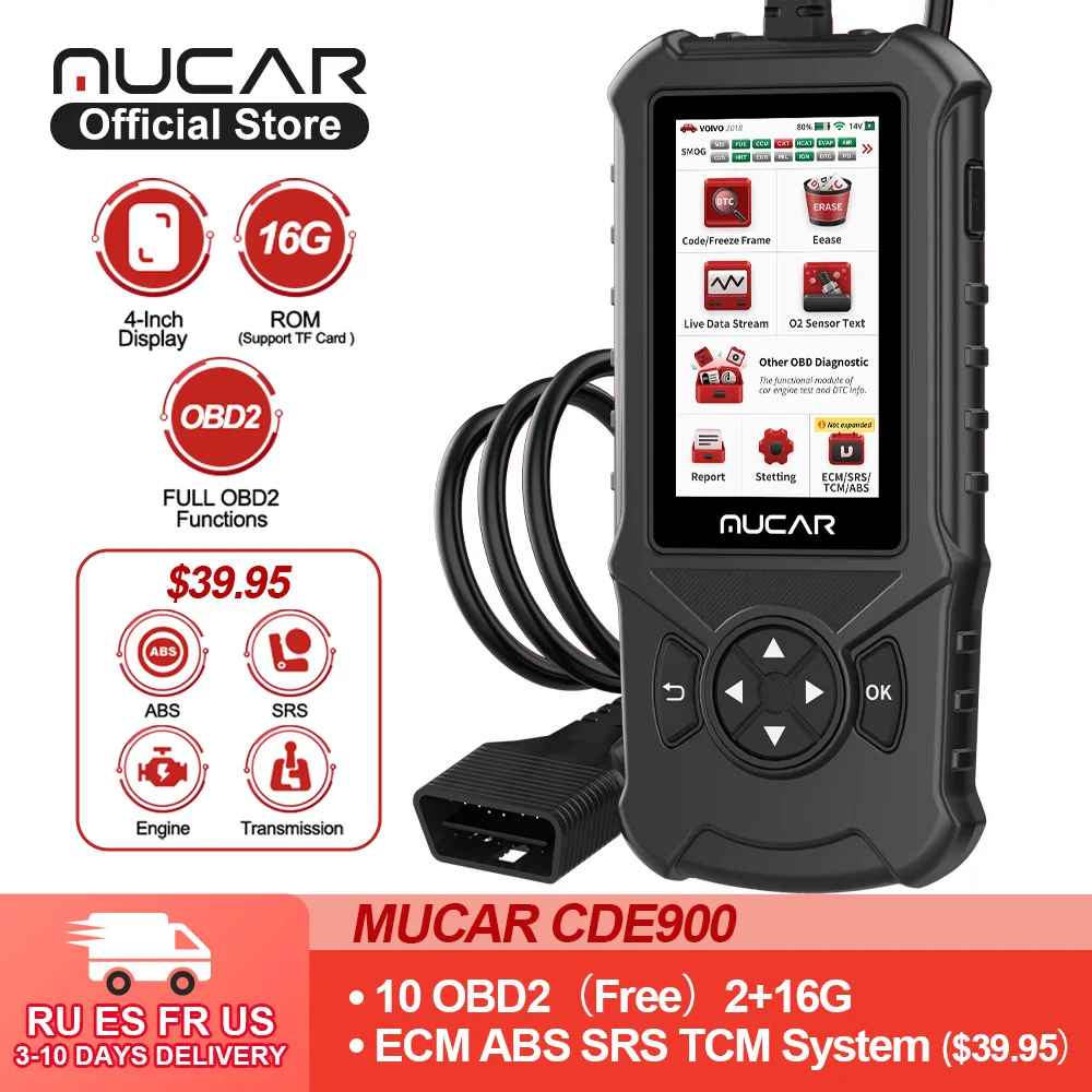 Mucar Cde900 Obd2 Diagnostic Tools 16g Rom Wifi 4 Systems At Engine Automotive Obd 2 Code Reader ...