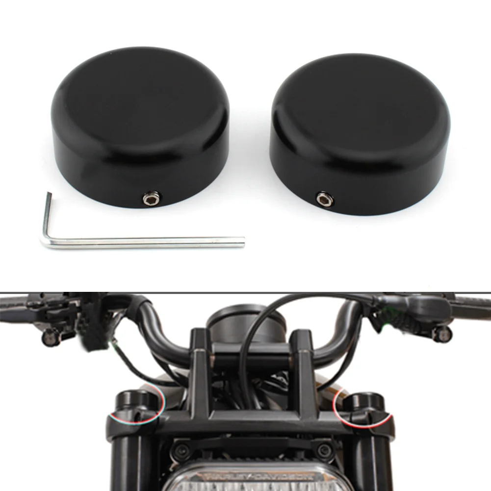 1Pair-Black-Motorbike-Front-Fork-Cover-Caps-Aluminum-For-Harley ...