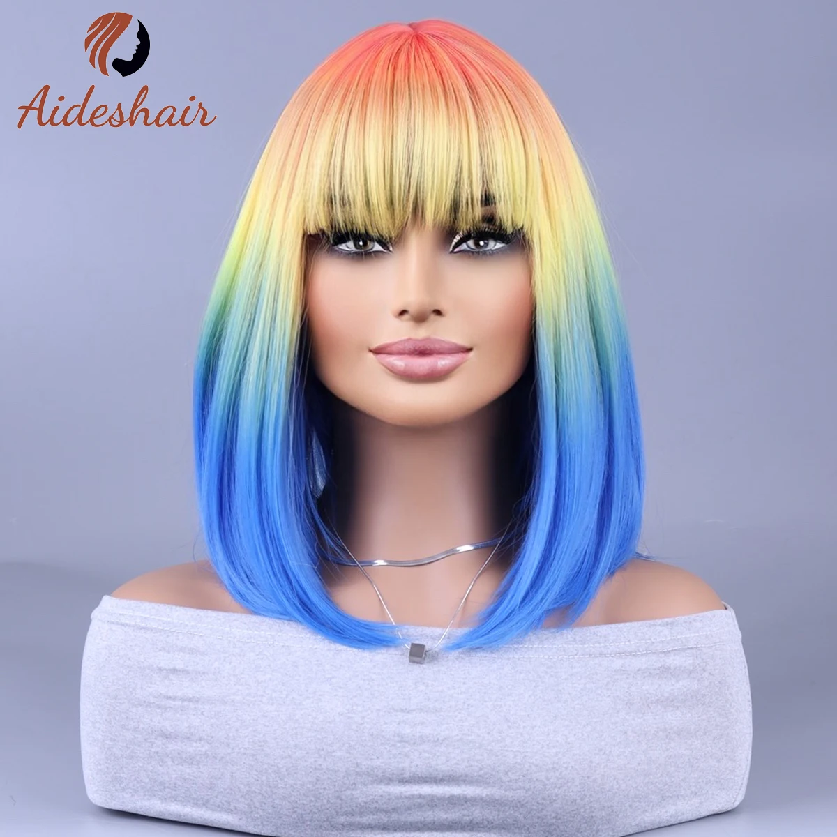 Synthetic-wig-european-and-American-wig-short-straight-hair-multi-color ...