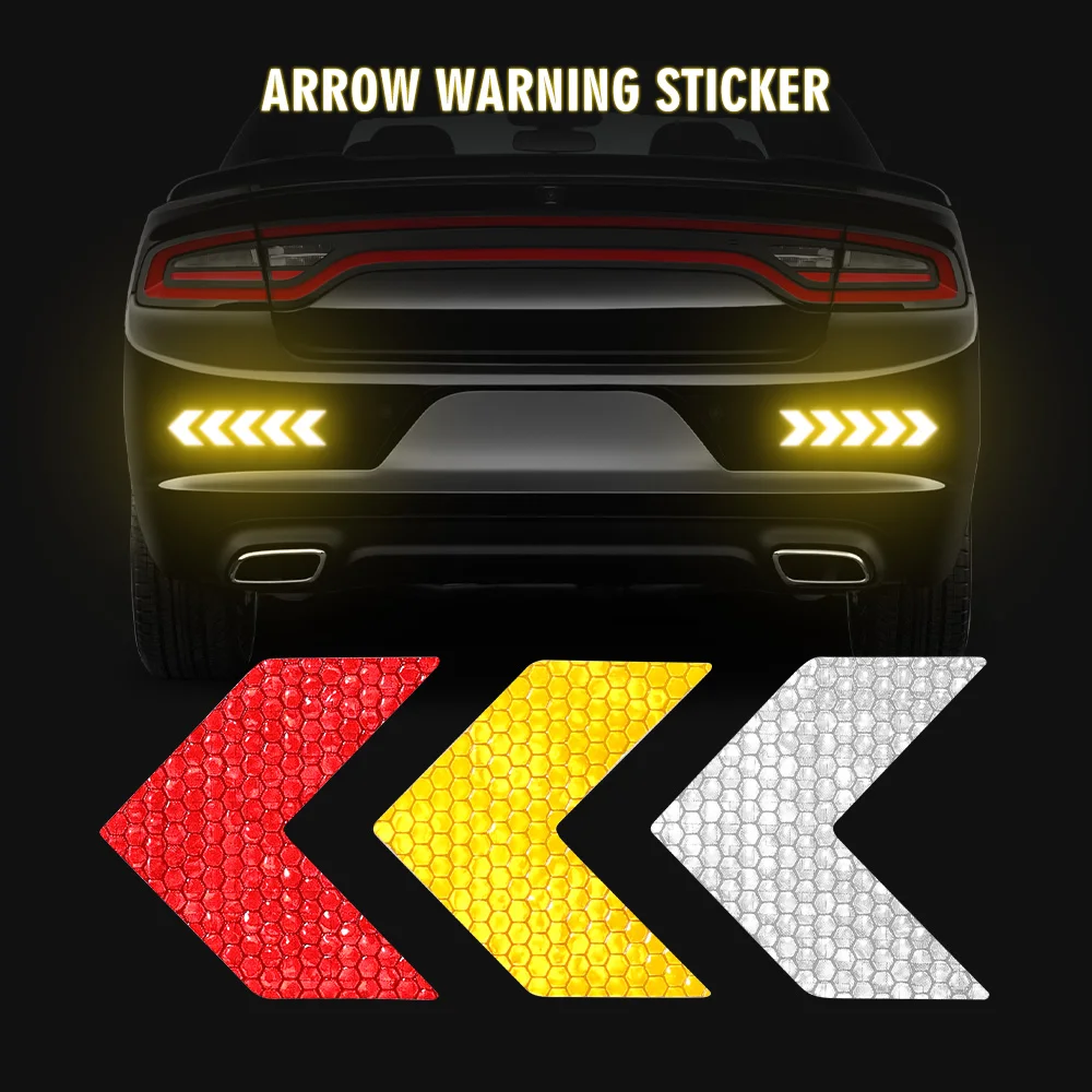 10PCS Car Reflective Sticker Warning Decals Arrow Sign Tape for Auto ...
