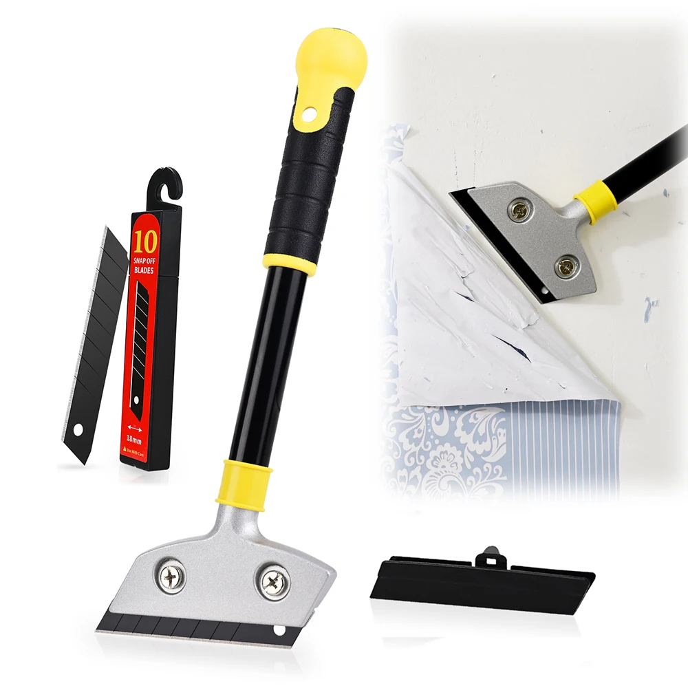 EHDIS-Long-Handle-Cleaning-Razor-Scraper-with-10pcs-Metal-Blades-Carbon ...