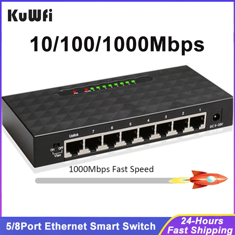 KuWFi 5/8 ports Gigabit commutateur intelligent Ethernet haute Performance 100Mbps commutateur ...