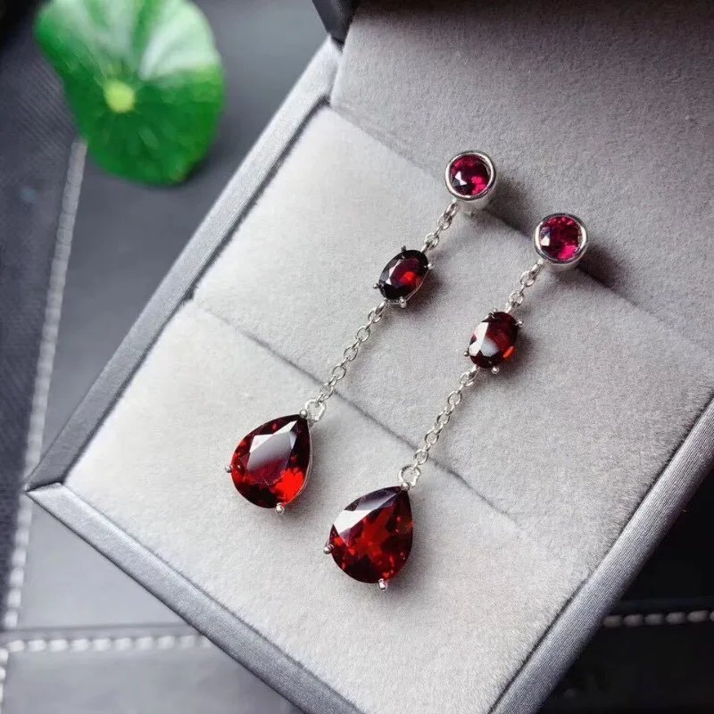 Classic-Luxury-Ruby-Earrings-for-Women-Long-Tassel-Water-Droplet-Red ...