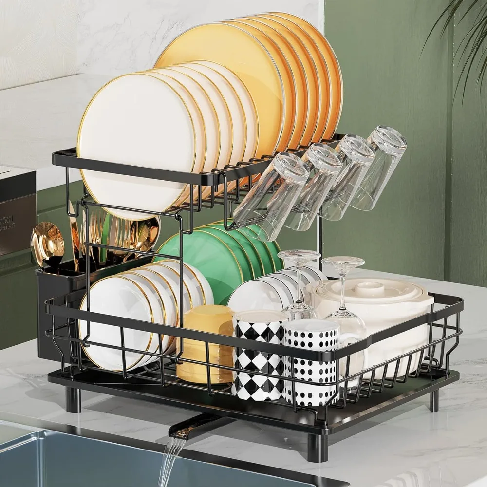 2-Tier-Dish-Drying-Rack-Multifunctional-Dish-Rack-for-Kitchen-Counter ...