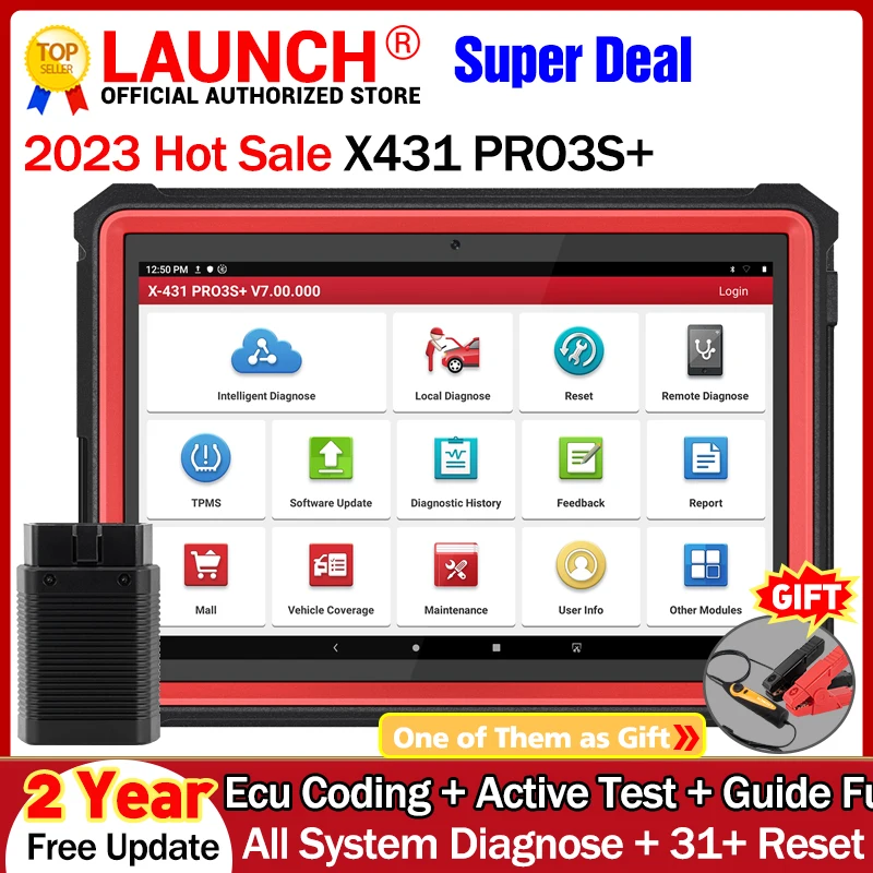 Launch X431 Pro3s+ 10.1" Système Complet Outils De Diagnostic Automobile Codage De L'ecu Essai ...