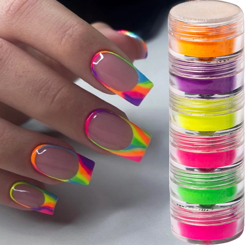 6-P-s-set-Nails-Art-Glitter-P-Fluorescente-Prego-Neon-Pigmento-Da ...