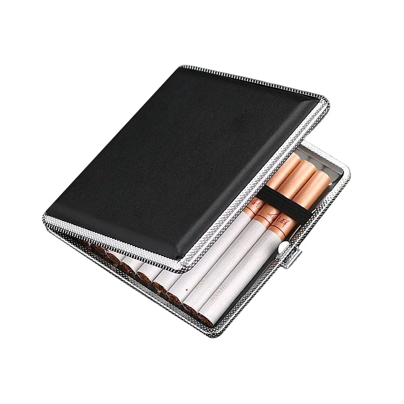 Metal-Leather-Cigarette-Case-for-20-Cigarettes-Moisture-proof-Folding ...