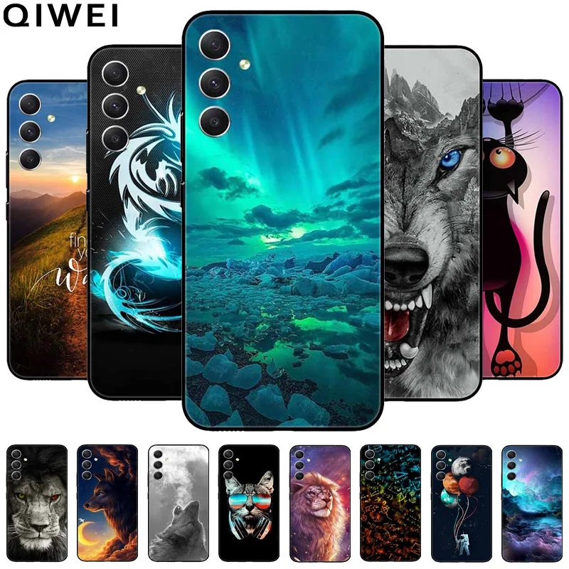 For-Galaxy-A14-4G-5G-Case-Wolf-Lions-Painted-Soft-TPU-Silicone-Back ...