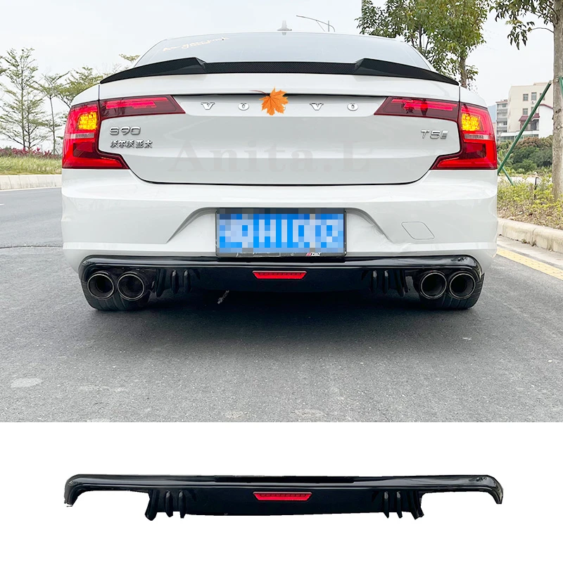 PP Plastic Car Rear Bumper Diffuser Lip Spoiler For Volvo S90 4 Door ...