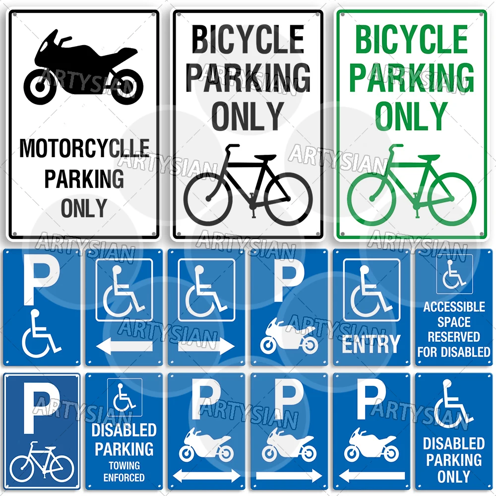 Parking Metal Sign Bicycle Disabled Motorcycle Parking Plaque Do Not ...
