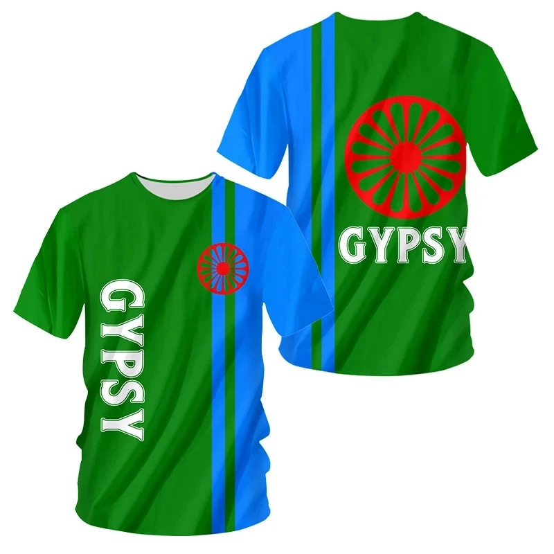 Gypsy-Flag-Graphic-T-Shirts-Vintage-Romani-3D-Printed-T-Shirt-For-Men ...