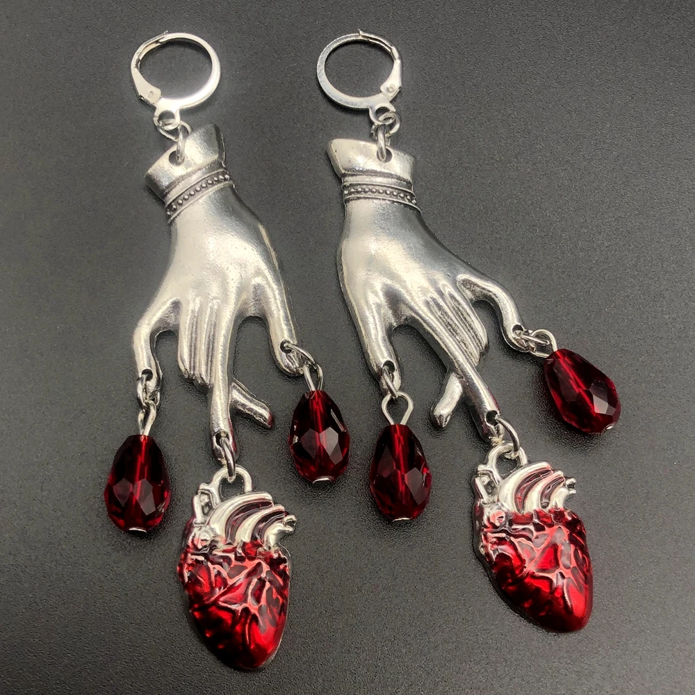 Bleeding Heart Earrings with Red Blood Drop Witchcraft Gothic Vampire ...