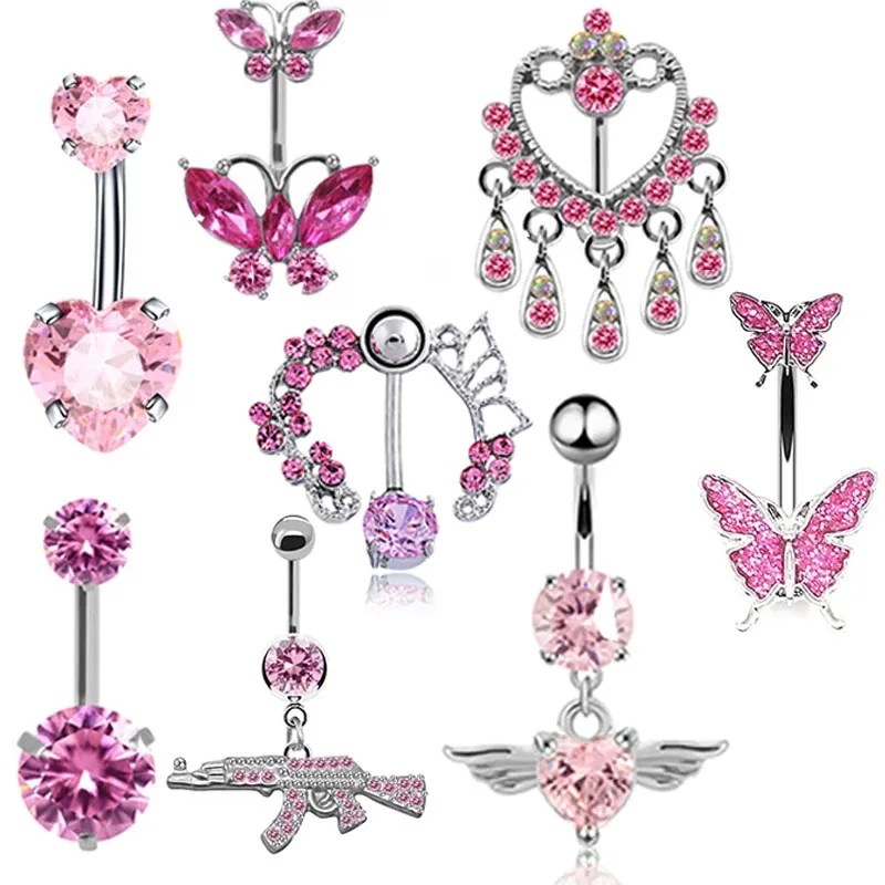 14G-Stainless-Steel-Butterfly-Navel-Belly-Button-Rings-Women-Fashion ...