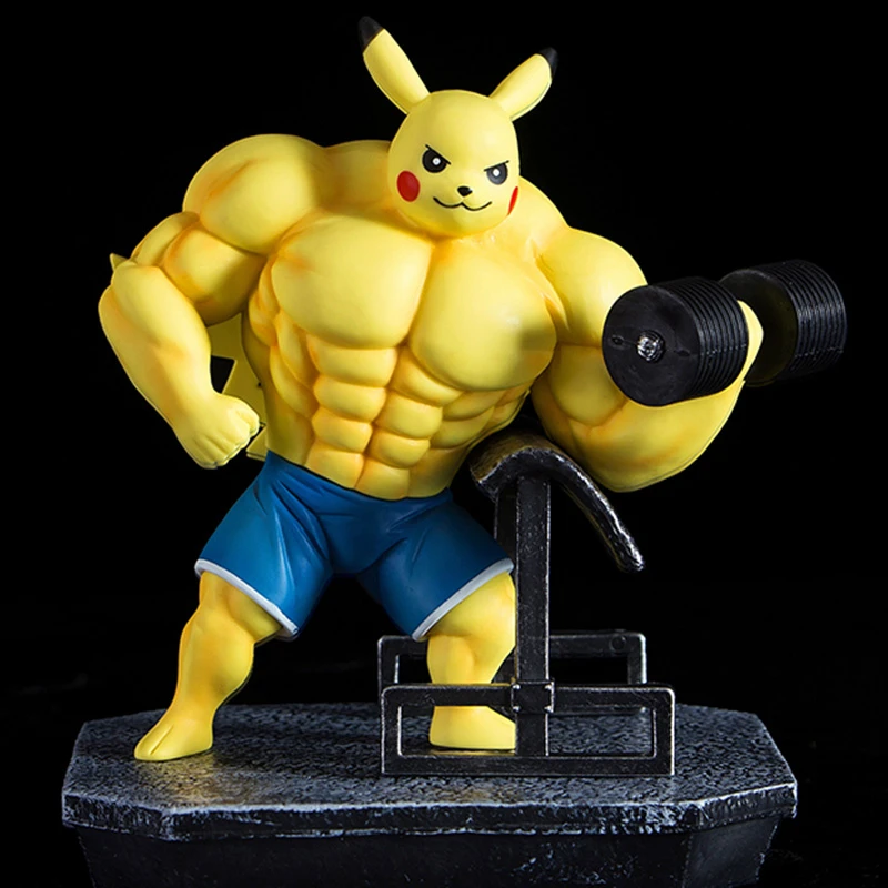 Pokémon Anime Action Figure Model Brinquedos, Fitness Muscle Pikachu ...
