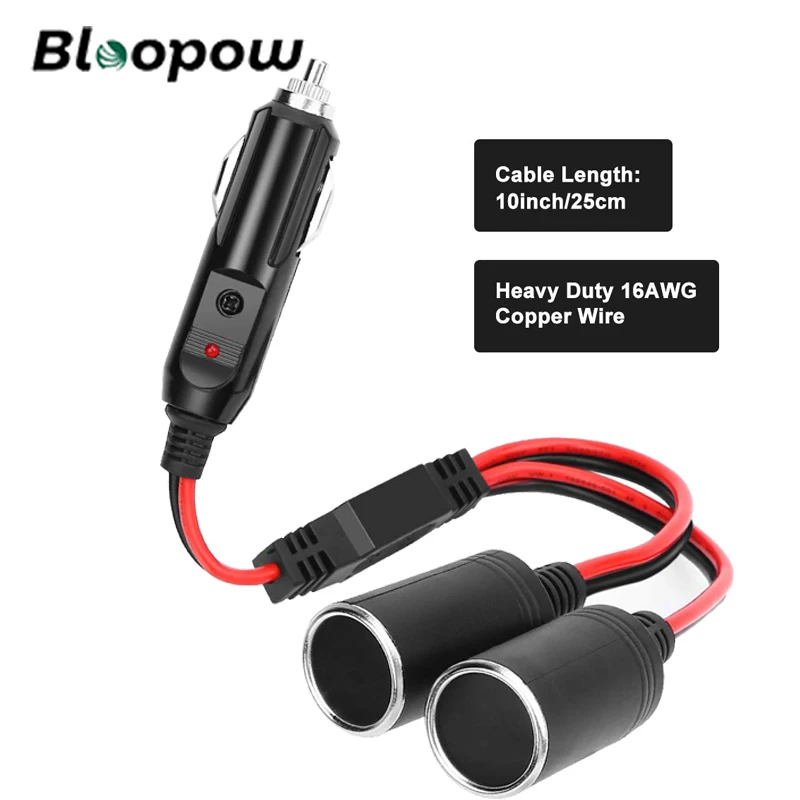Bloopow 1 to 2 Car Cigarette Lighter Splitter Adapter Power Charger ...