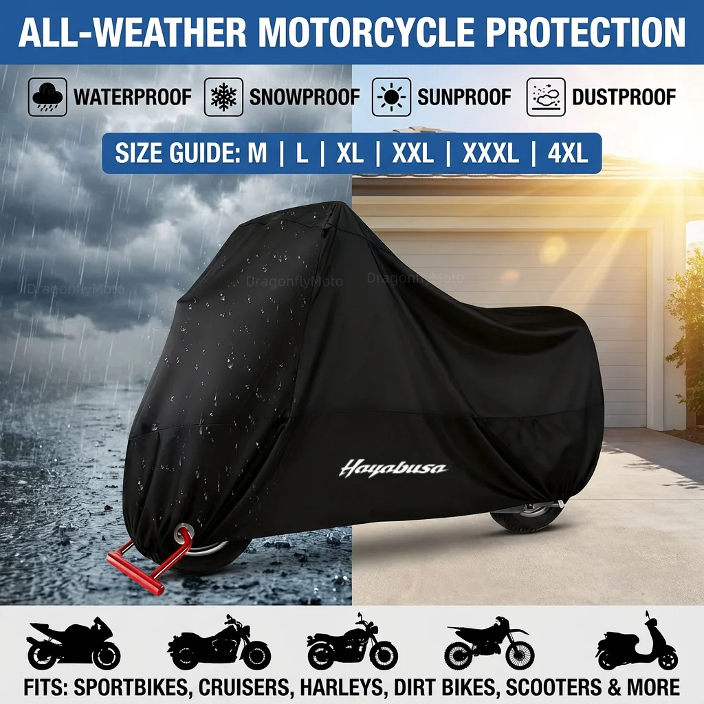 For SUZUKI HAYABUSA 190T Waterproof Motorcycle Covers Motors Dust Rain ...