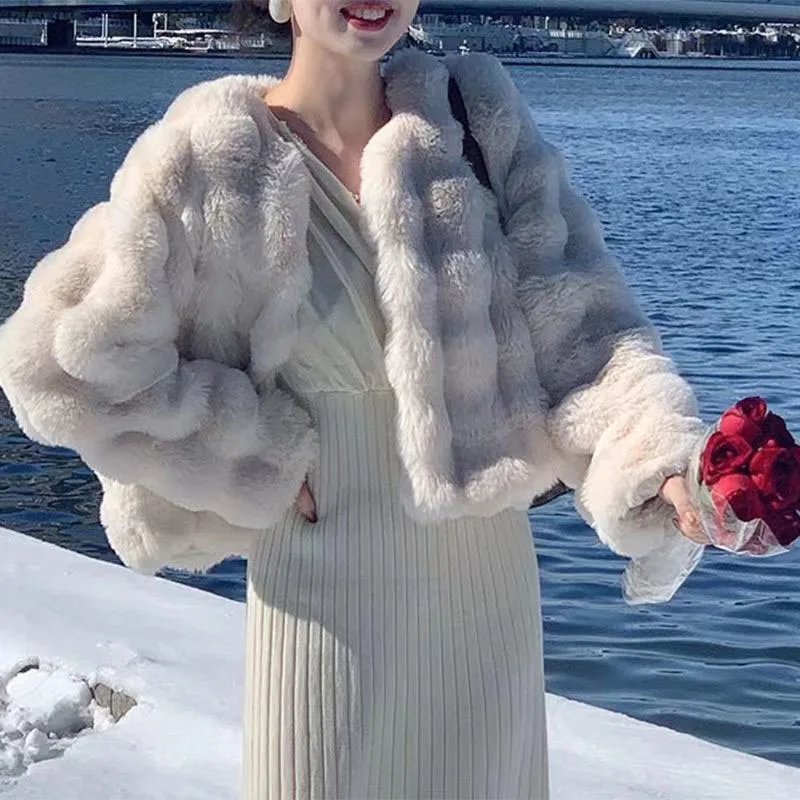 Lucyever Korean Fashion Faux Fur Jacket Women 2023 Winter High Quality ...