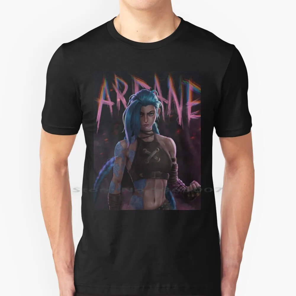 Arcane-Jinx-T-Shirt-100-Cotton-Arcane-Jinx-Hextech-Singed-Urgot-Teemo ...