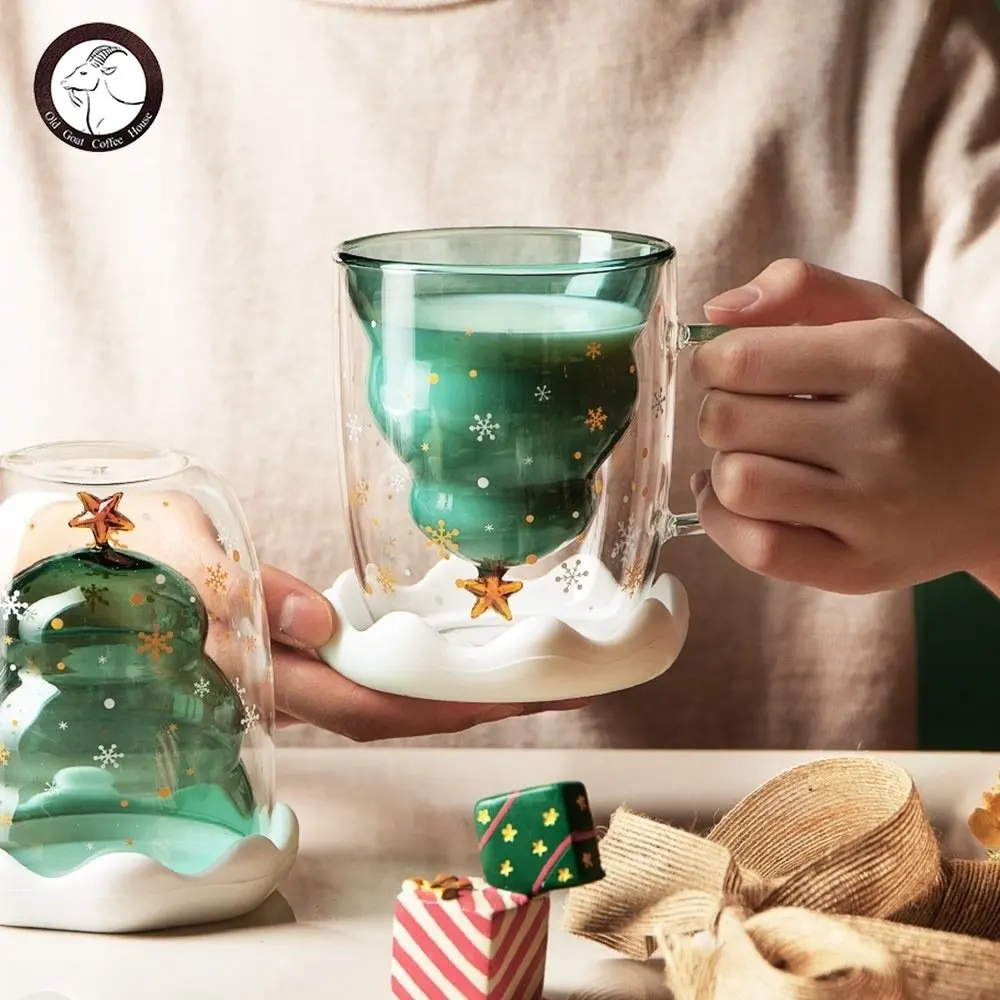 Creative-Christmas-Tree-Glass-Cup-Mug-Heat-resistant-Double-Layered ...