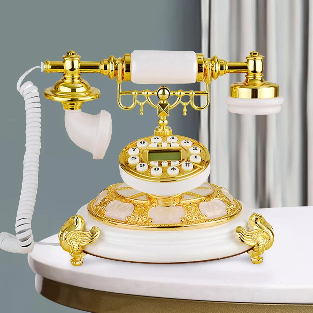 Vintage-Inspired Telephone: Antique-Style White Gold Phone for Retro ...