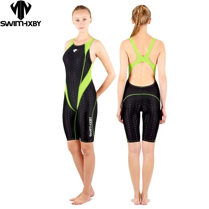 HXBY-Women-Swimsuit-Competition-Racing-Knee-Swim-Suits-Plus-Size-One ...