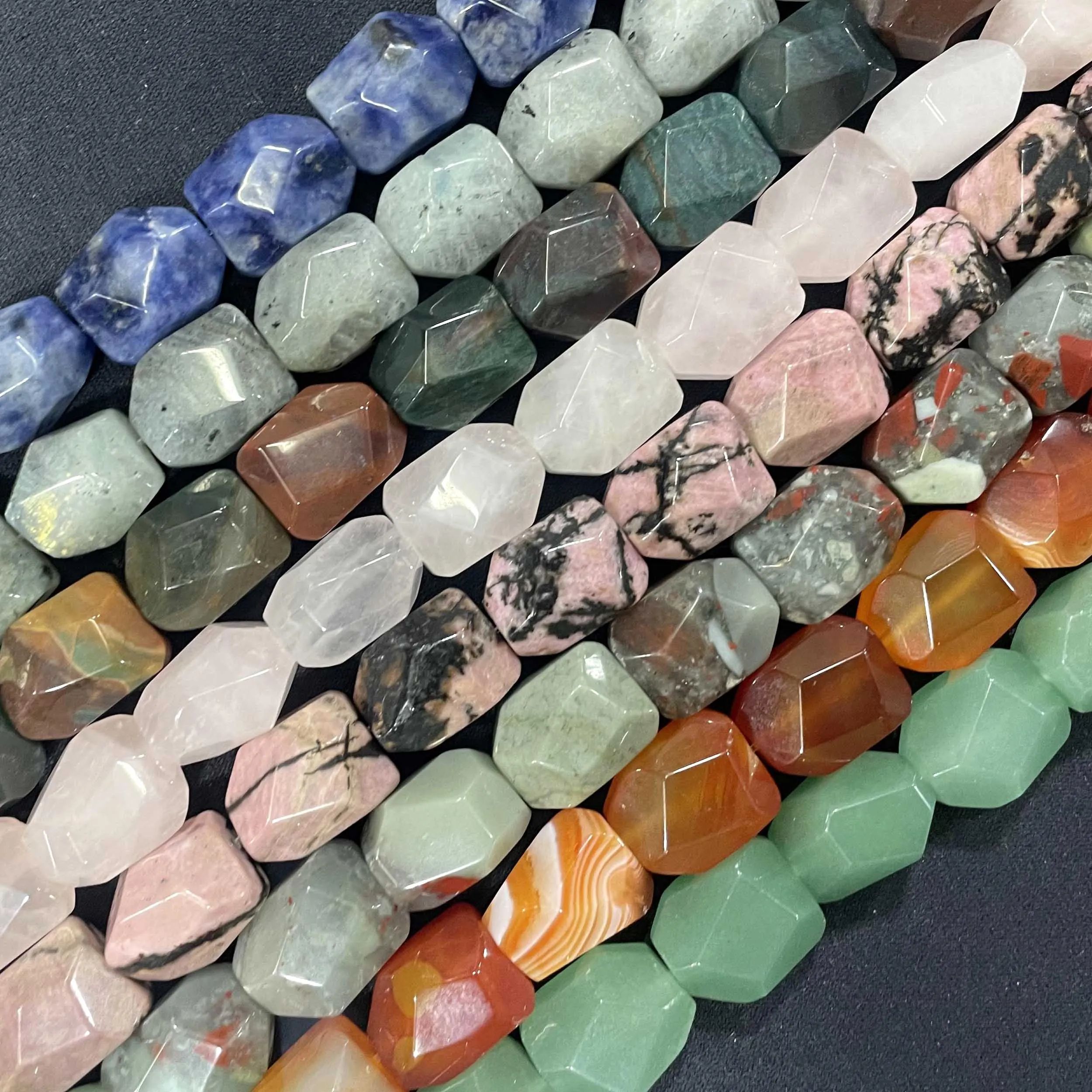 Faceted-Natural-Stone-Irregular-Shape-Agates-Rose-Quartz-Loose-Spacer ...