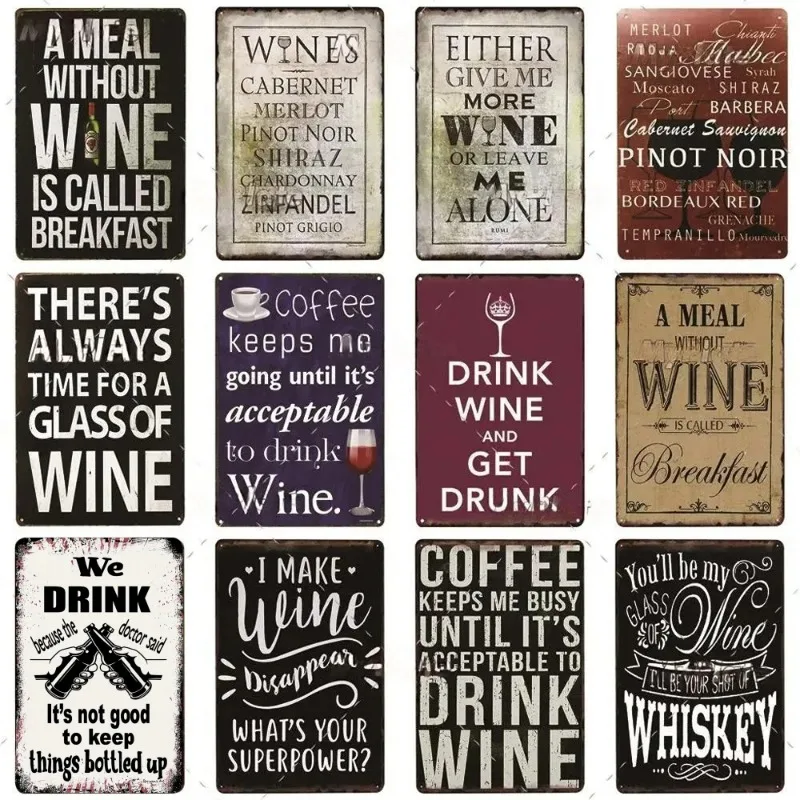 Vintage-World-Wine-Metal-Sign-Plaque-Tin-Sign-Whiskey-Painting-Alcohol ...