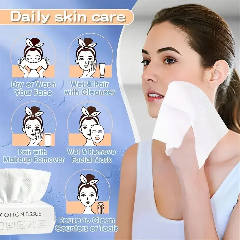 50pcs Disposable Face Wash Towel Extractable Cotton Soft Towel Cotton ...