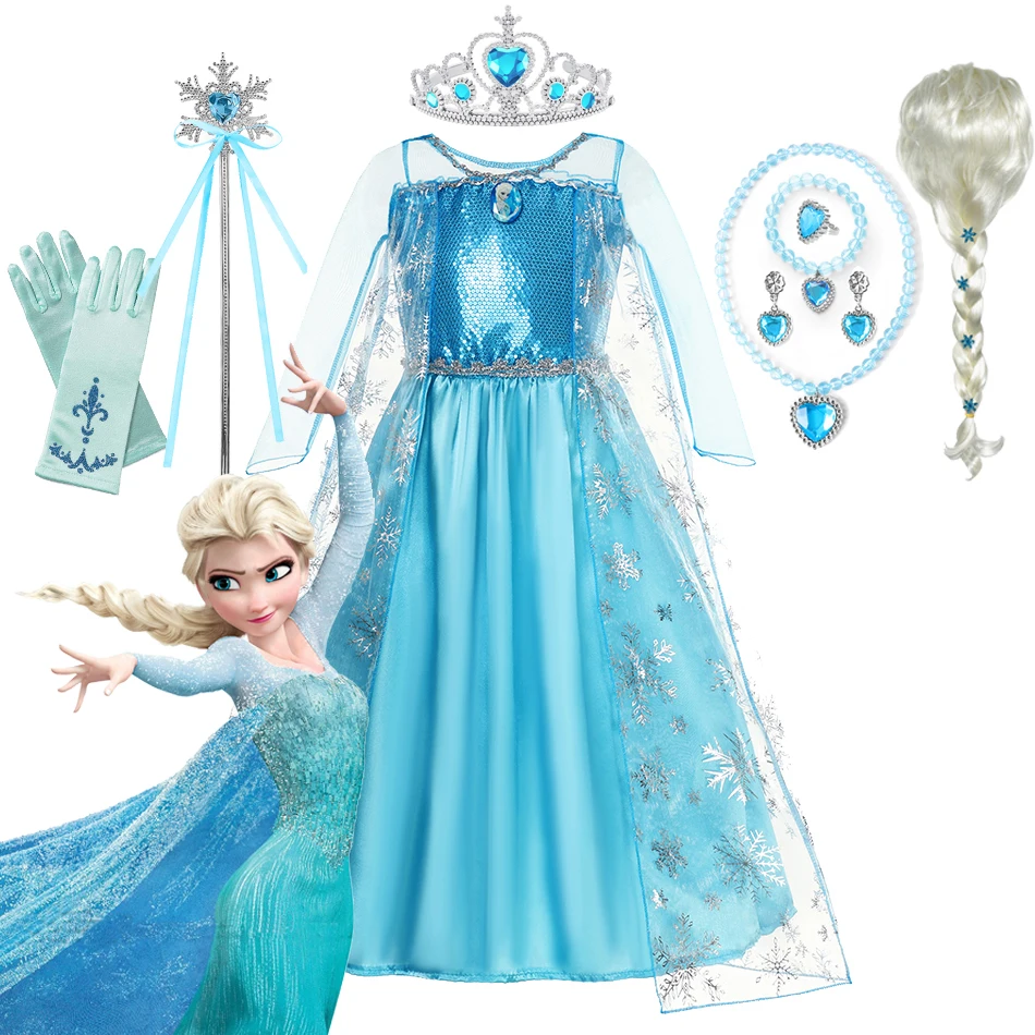 Elsa-Princess-Costume-for-Girls-Frozen-Halloween-Carnival-Party-Dress ...